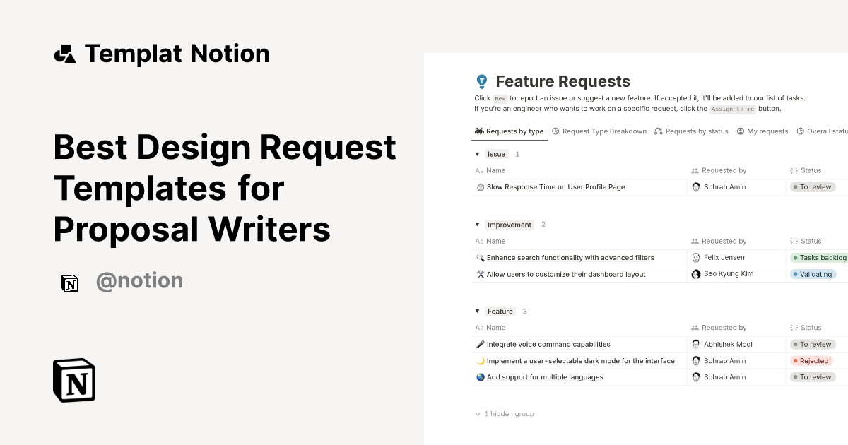 Best Design Request Templates for Proposal Writers | Notion Marketplace ...