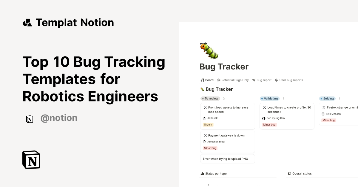 Top 10 Bug Tracking Templates for Robotics Engineers | Notion ...