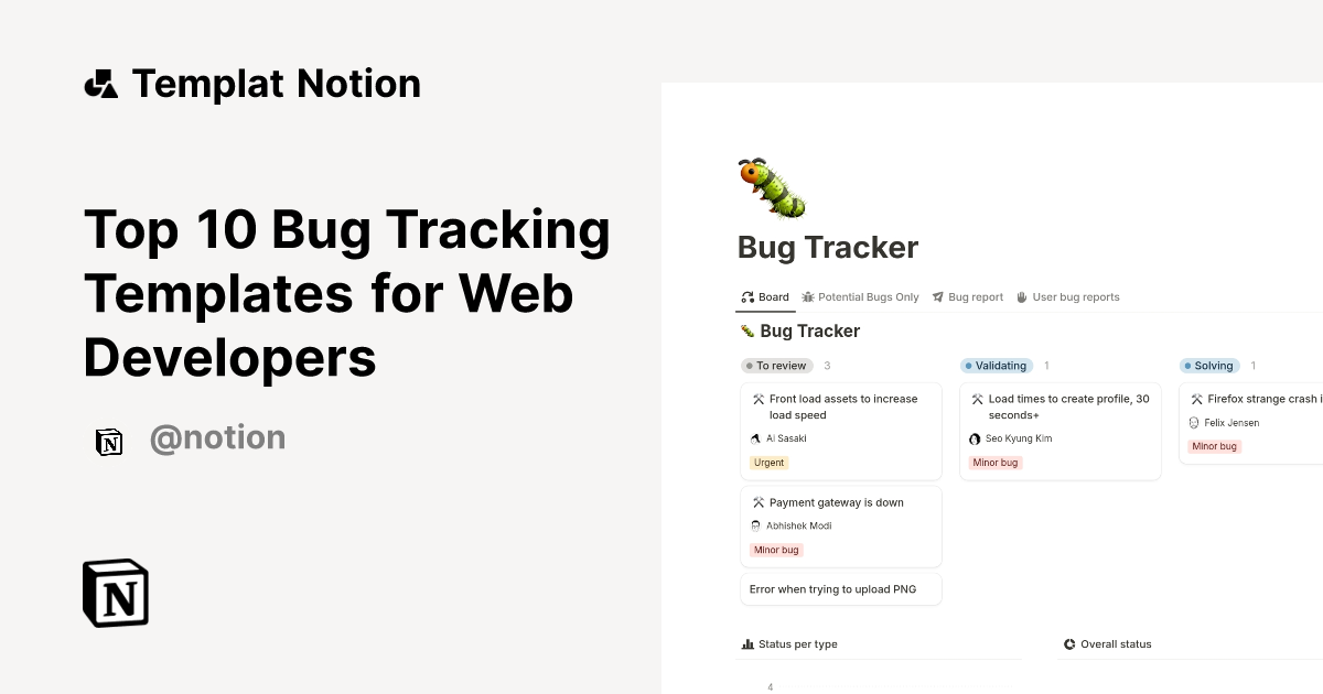 Top 10 Bug Tracking Templates for Web Developers | Notion Marketplace ...