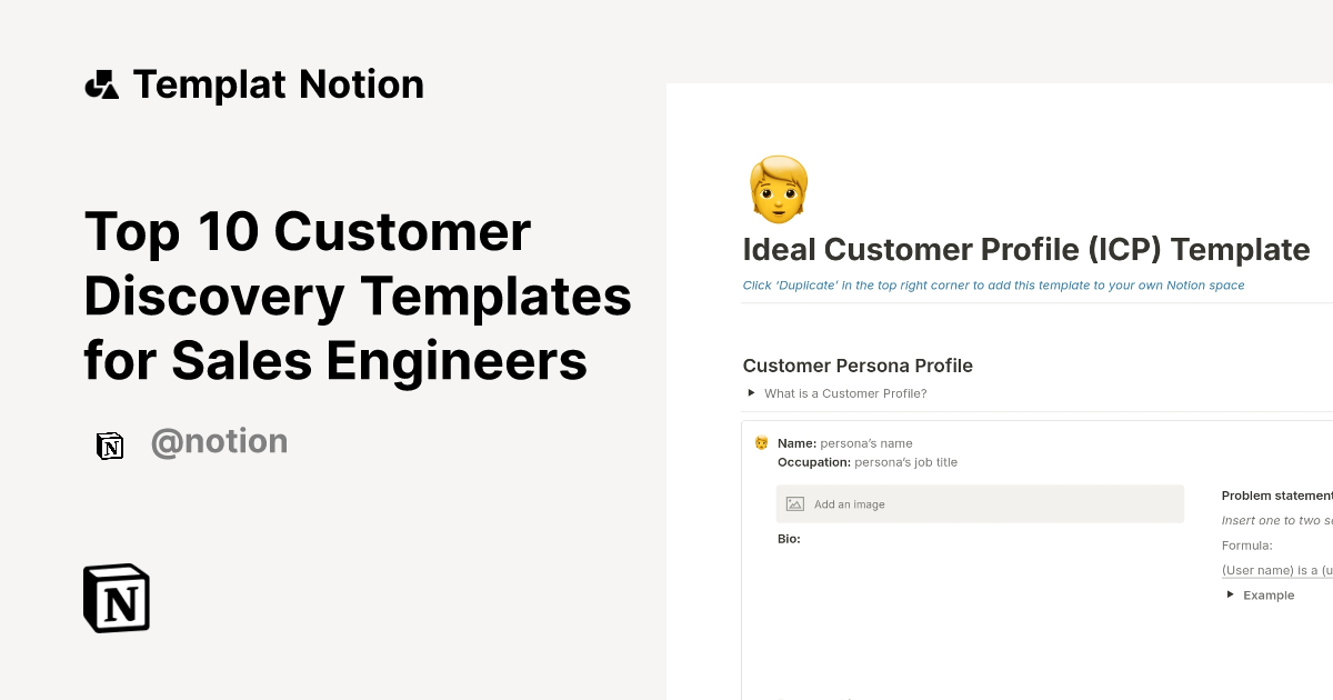 Top 10 Customer Discovery Templates for Sales Engineers | Notion ...