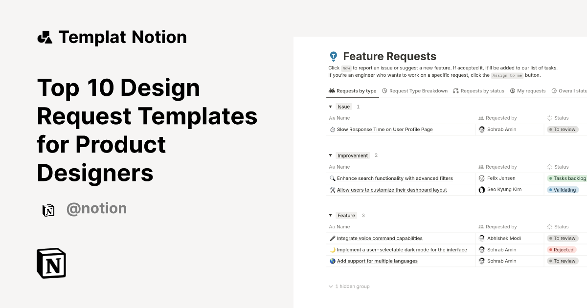 Top 10 Design Request Templates for Product Designers | Notion ...