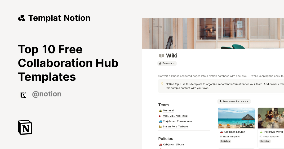 Top 10 Free Collaboration Hub Templates | Notion Marketplace Templat