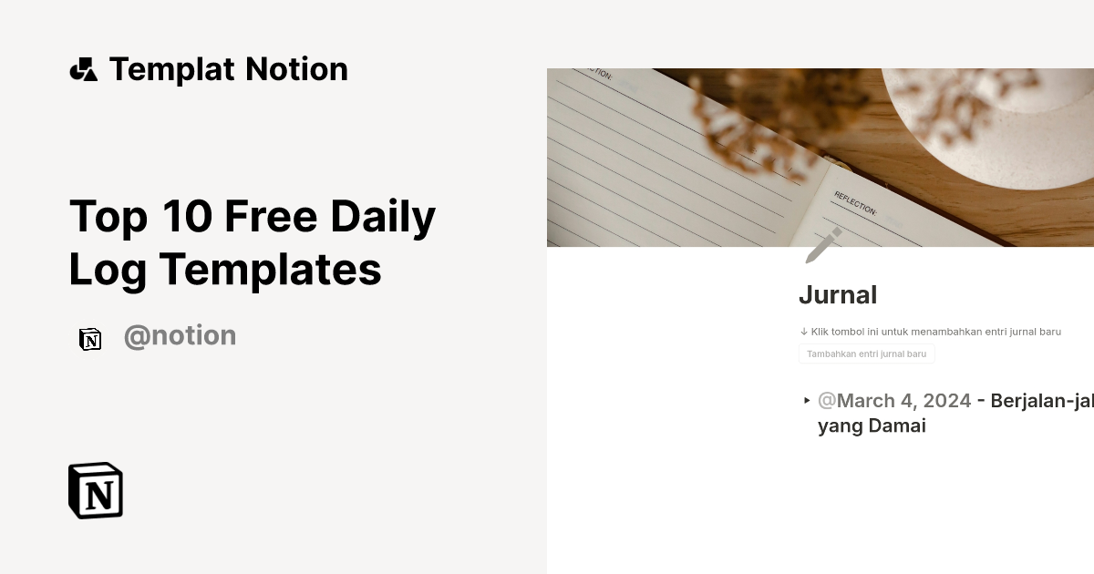 Top 10 Free Daily Log Templates | Notion Marketplace Templat