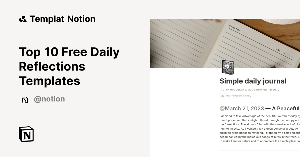 Top 10 Free Daily Reflections Templates | Notion Marketplace Templat