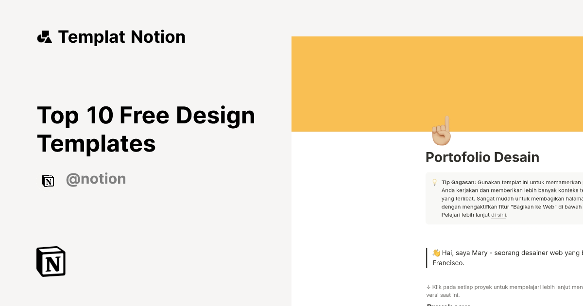 Top 10 Free Design Templates | Notion Marketplace Templat