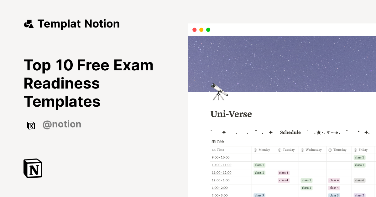 Top 10 Free Exam Readiness Templates | Notion Marketplace Templat