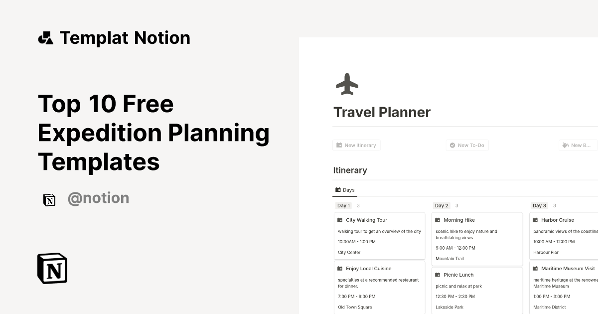 Top 10 Free Expedition Planning Templates | Notion Marketplace Templat