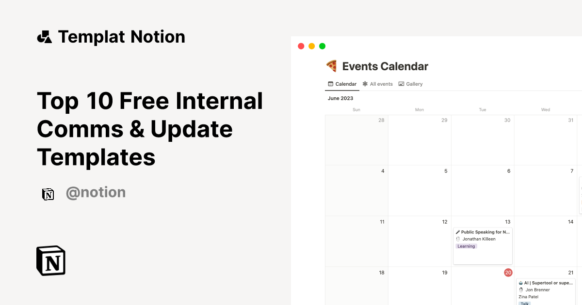 Top 10 Free Internal Comms & Update Templates | Notion Marketplace Templat