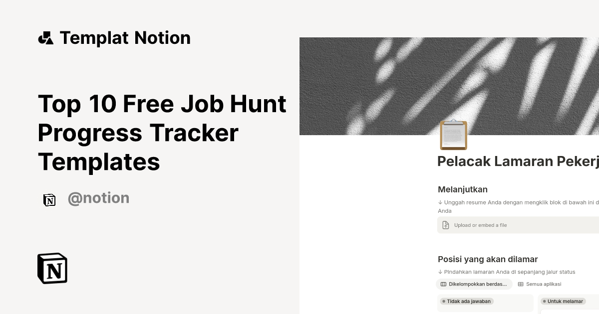 Top 10 Free Job Hunt Progress Tracker Templates | Notion Marketplace ...