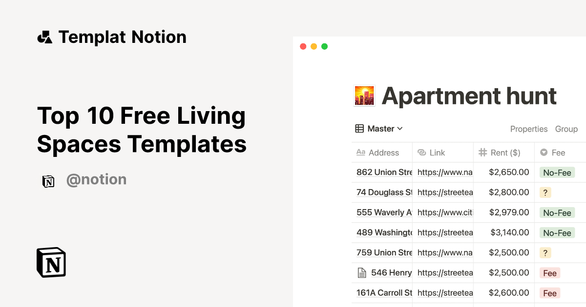 Top 10 Free Living Spaces Templates | Notion Marketplace Templat