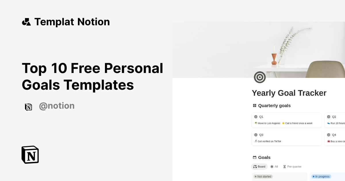 Top 10 Free Personal Goals Templates | Notion Marketplace Templat