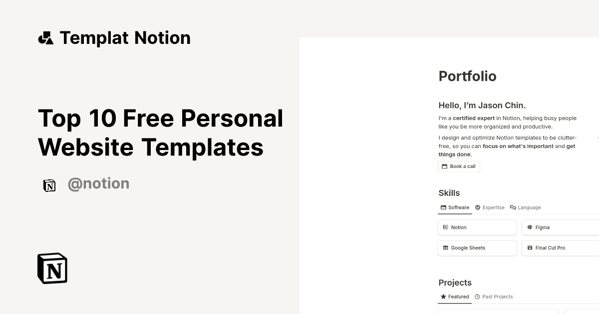 Top 10 Free Personal Website Templates | Notion Marketplace Templat