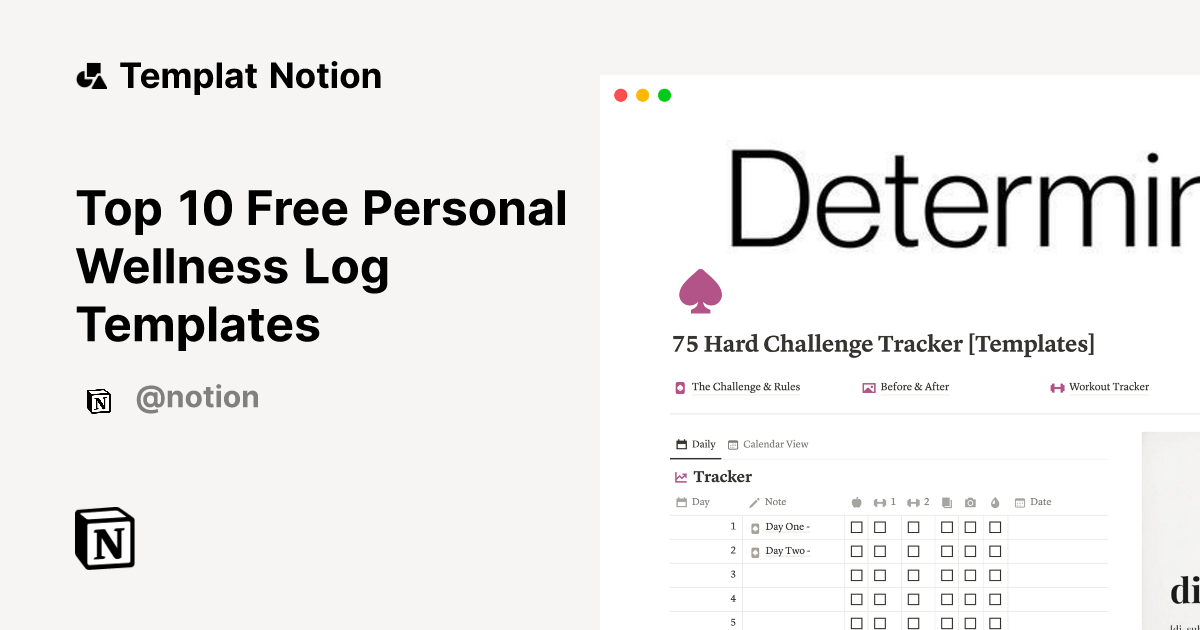 Top 10 Free Personal Wellness Log Templates | Notion Marketplace Templat