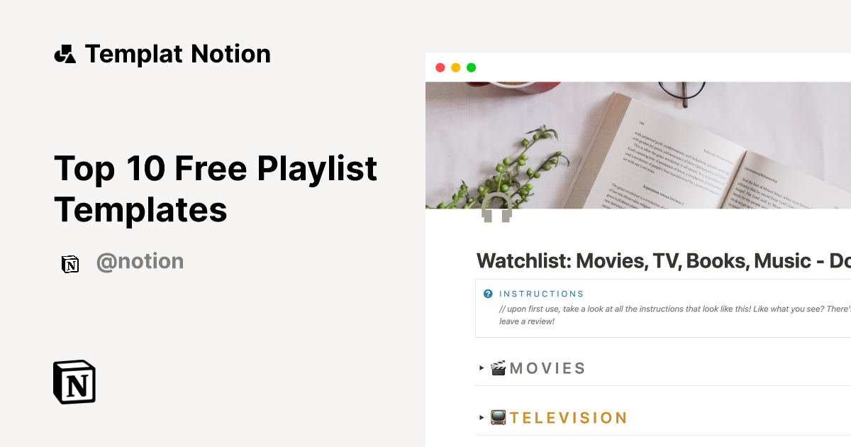 Top 10 Free Playlist Templates | Notion Marketplace Templat