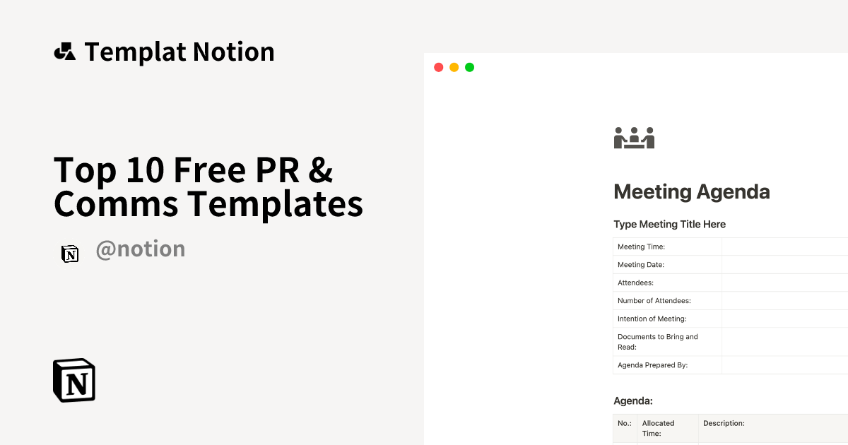 Top 10 Free PR & Comms Templates | Notion Marketplace Templat