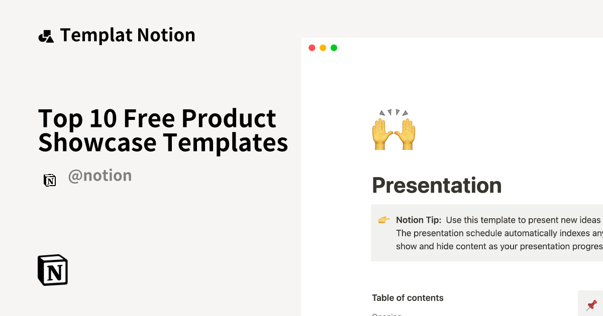 Top 10 Free Product Showcase Templates | Notion Marketplace Templat