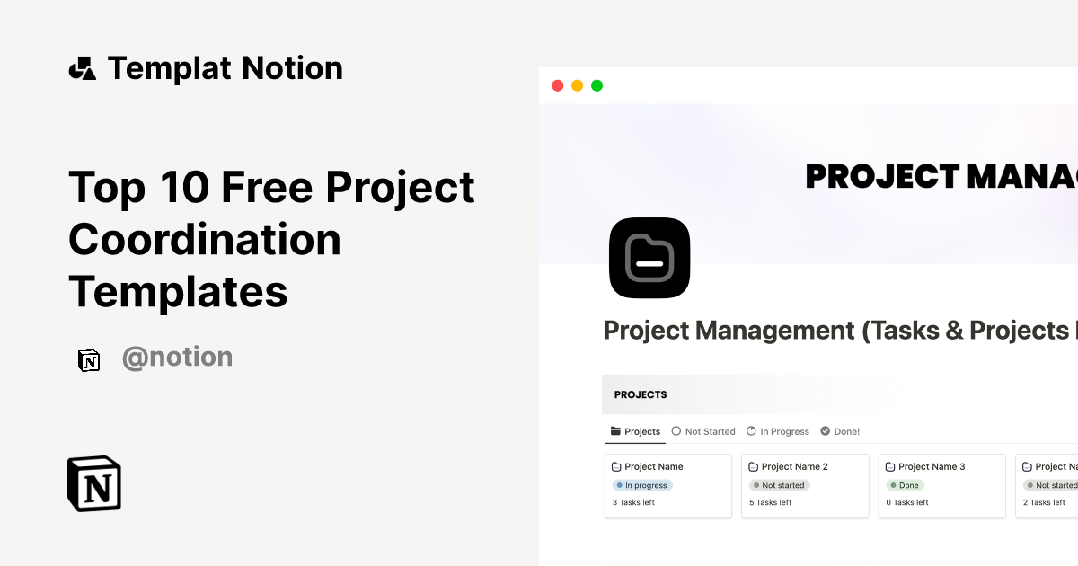 Top 10 Free Project Coordination Templates | Notion Marketplace Templat