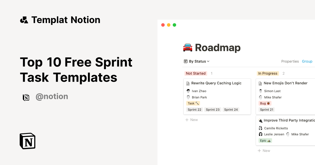 Top 10 Free Sprint Task Templates | Notion Marketplace Templat