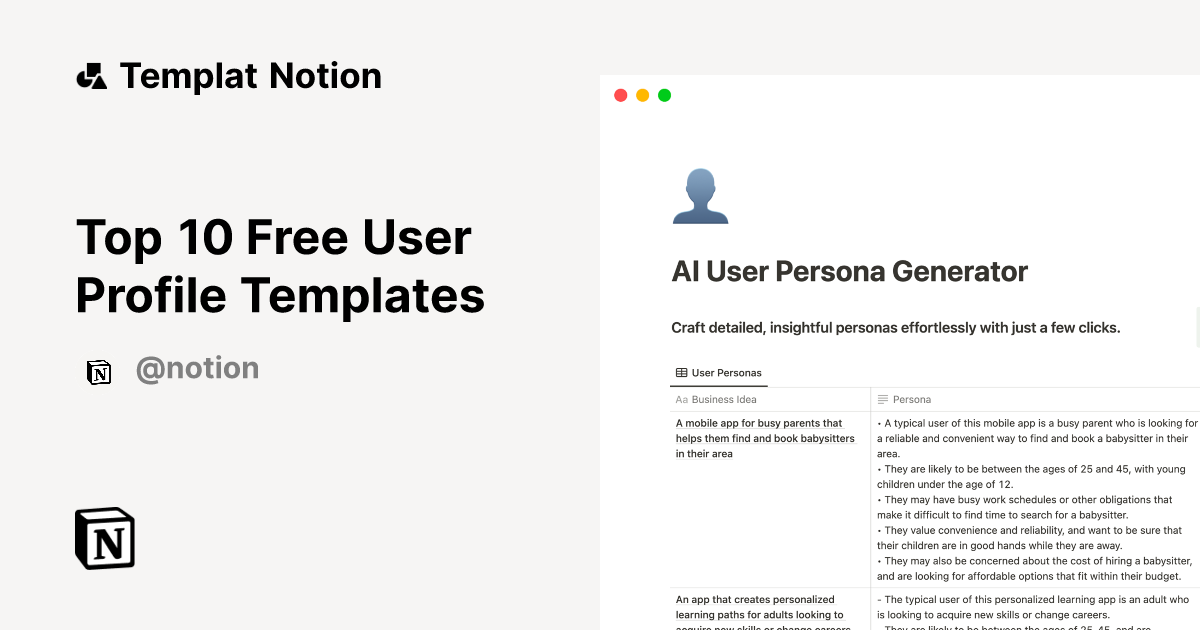 Top 10 Free User Profile Templates | Notion Marketplace Templat