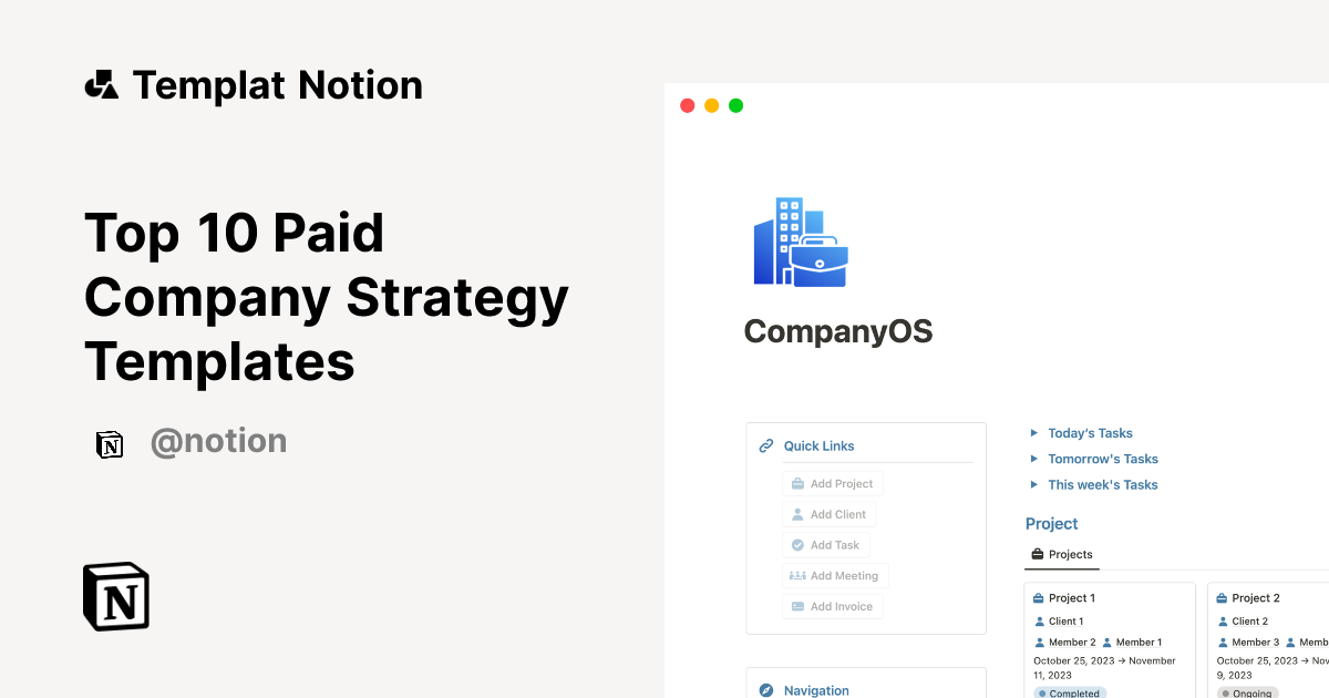 Top 10 Paid Company Strategy Templates | Notion Marketplace Templat