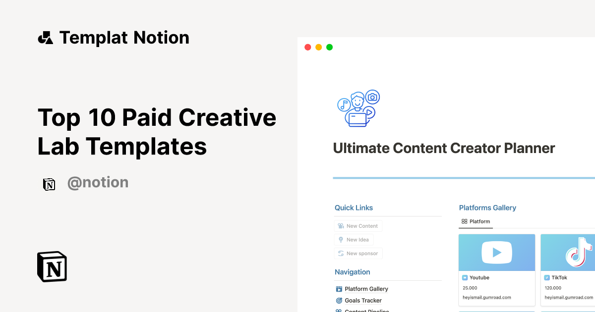 Top 10 Paid Creative Lab Templates | Notion Marketplace Templat