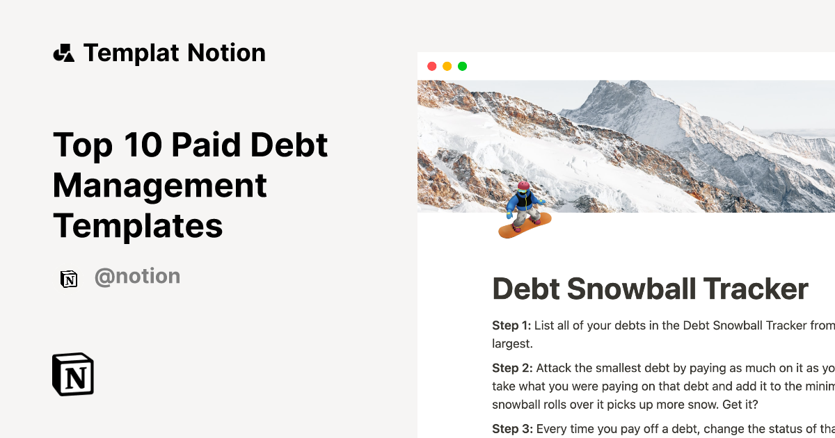 Top 10 Paid Debt Management Templates | Notion Marketplace Templat
