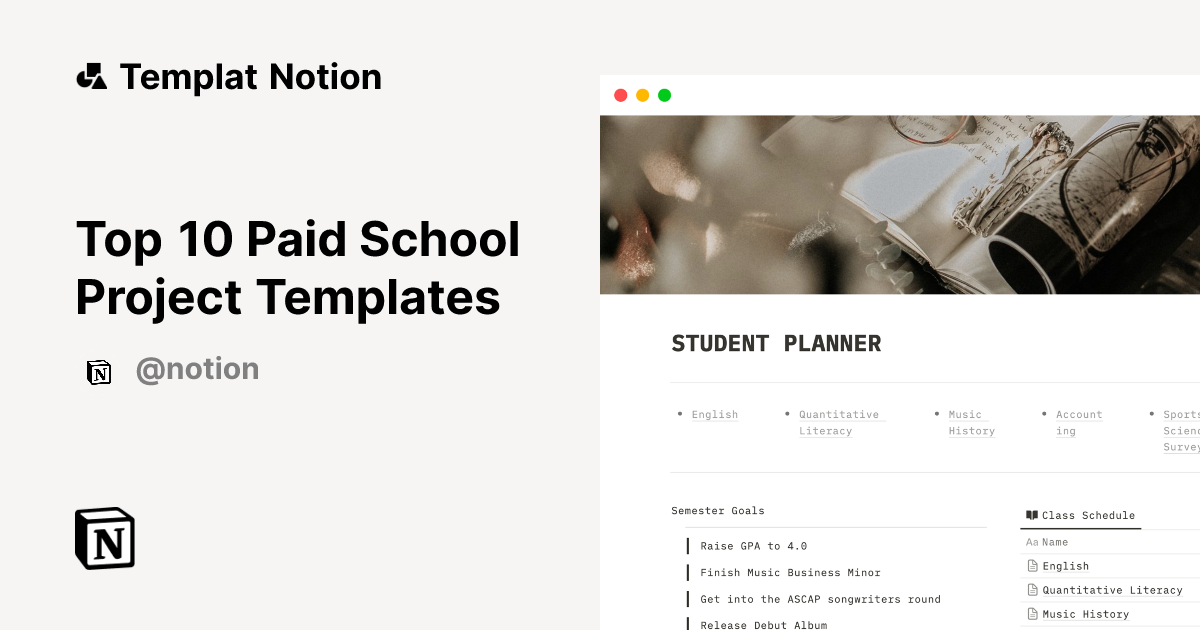 Top 10 Paid School Project Templates | Notion Marketplace Templat
