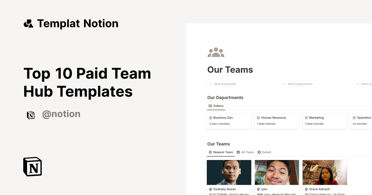 Top 10 Paid Team Hub Templates | Notion Marketplace Templat