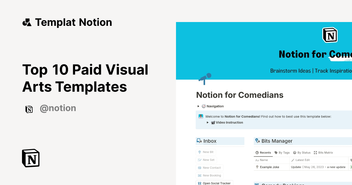 Top 10 Paid Visual Arts Templates | Notion Marketplace Templat
