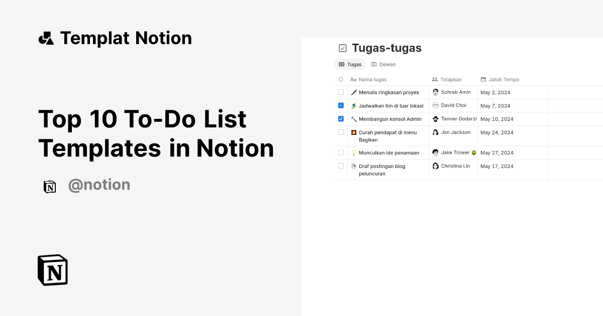 Top 10 To-Do List Templates in Notion | Notion Marketplace Templat