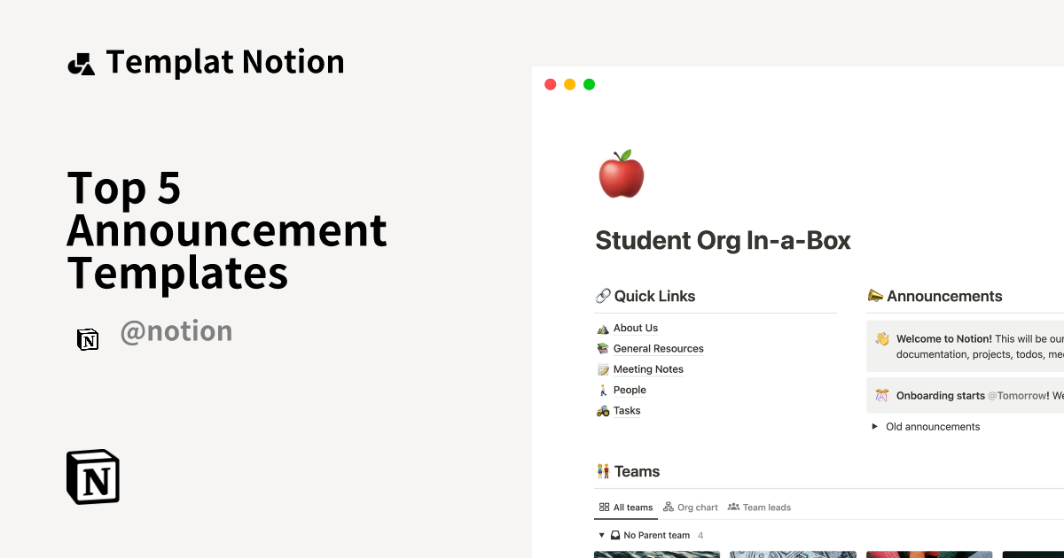 Top 5 Announcement Templates | Notion Marketplace Templat