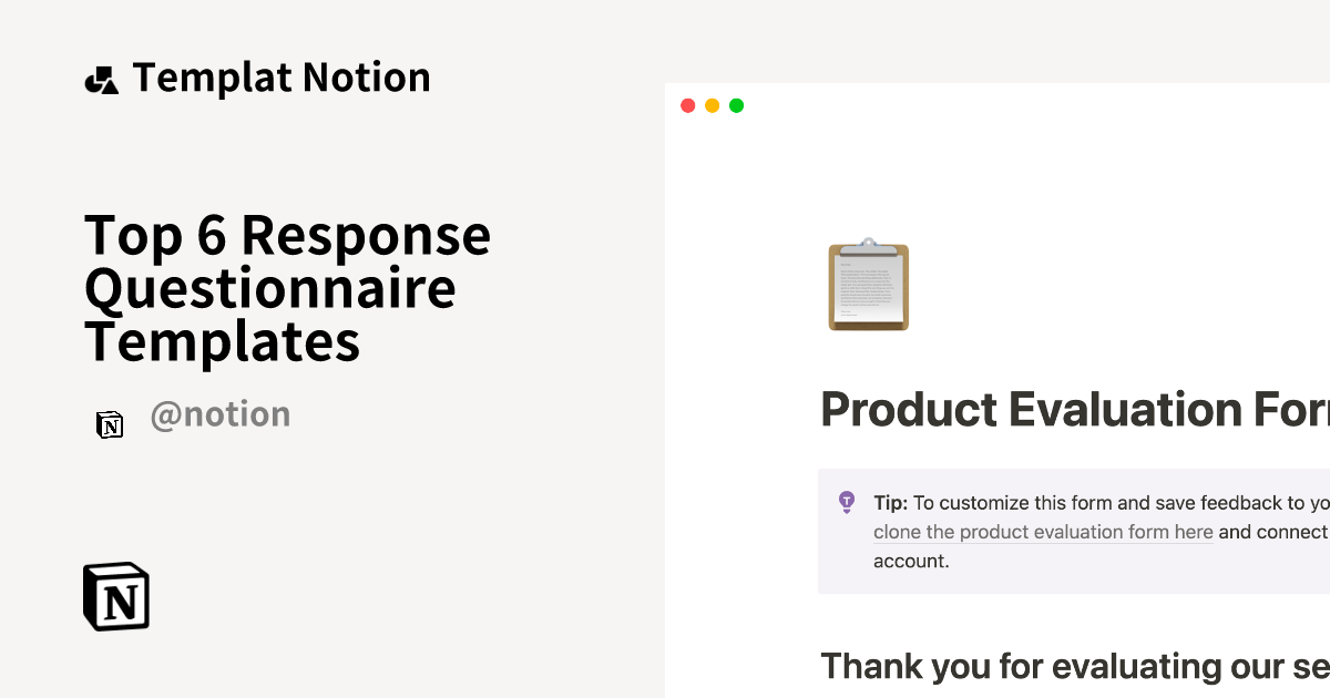 Top 6 Response Questionnaire Templates | Notion Marketplace Templat