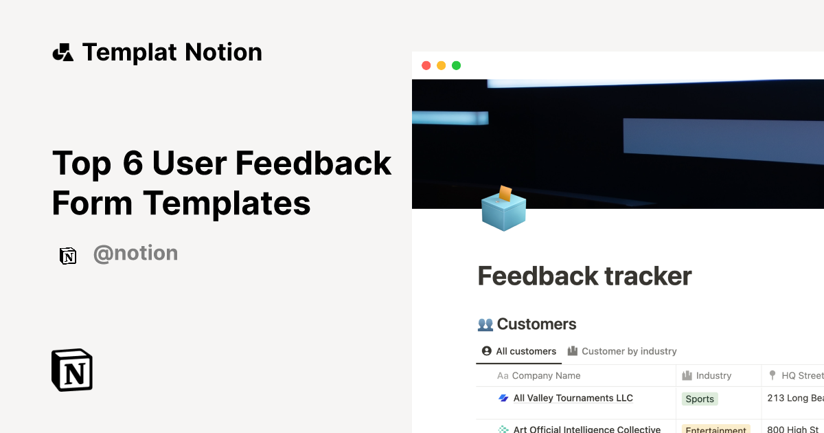 Top 6 User Feedback Form Templates | Notion Marketplace Templat