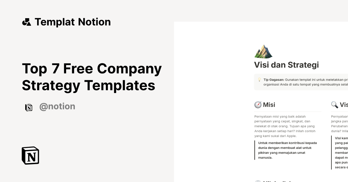 Top 7 Free Company Strategy Templates | Notion Marketplace Templat