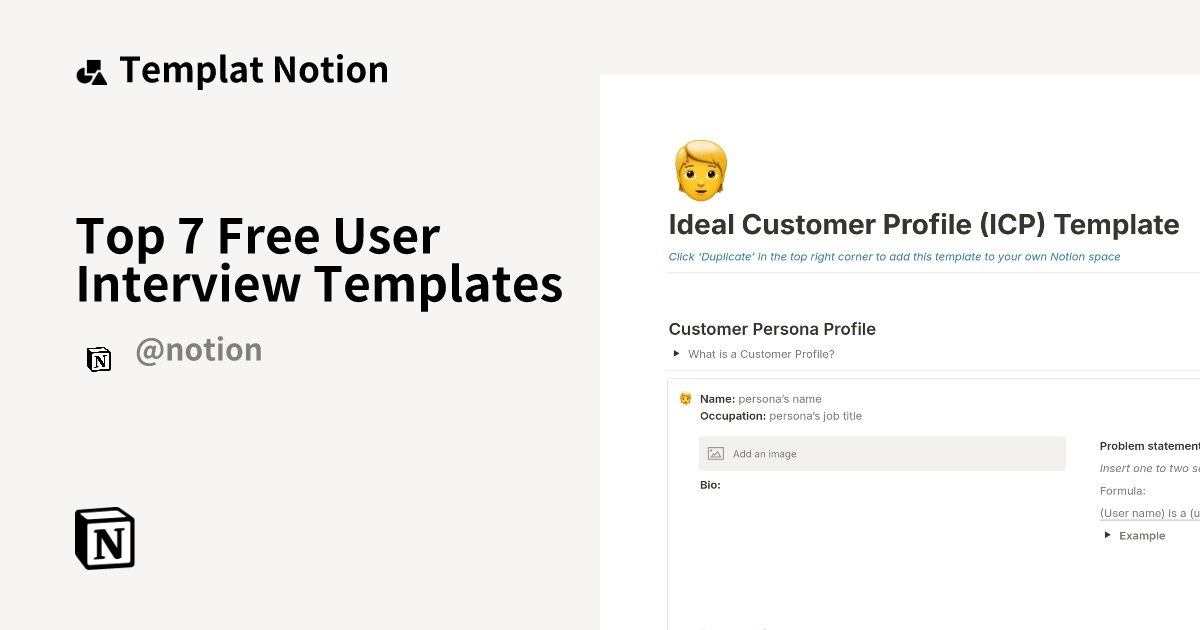 Top 7 Free User Interview Templates | Notion Marketplace Templat