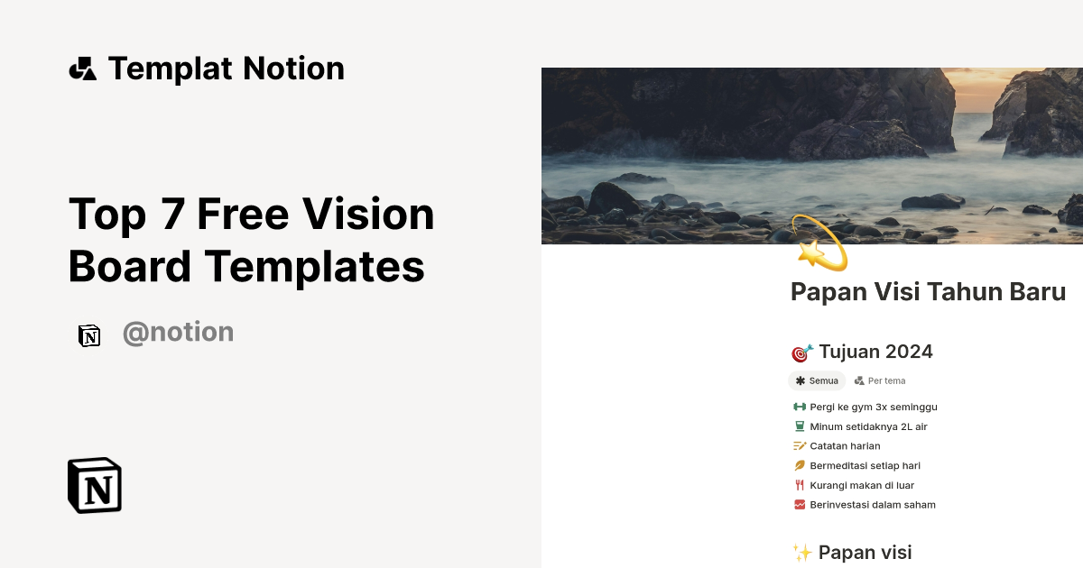 Top 7 Free Vision Board Templates | Notion Marketplace Templat