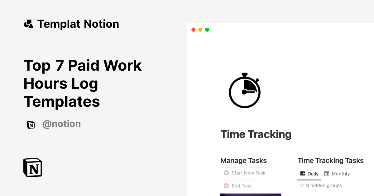 Top 7 Paid Work Hours Log Templates | Notion Marketplace Templat