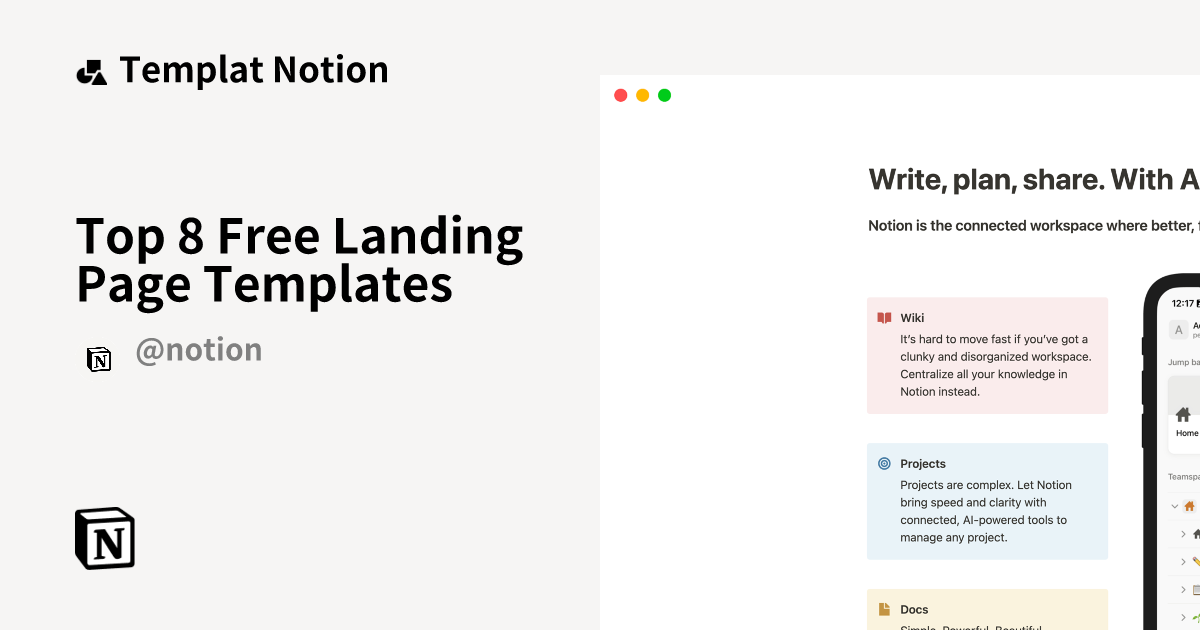 Top 8 Free Landing Page Templates | Notion Marketplace Templat