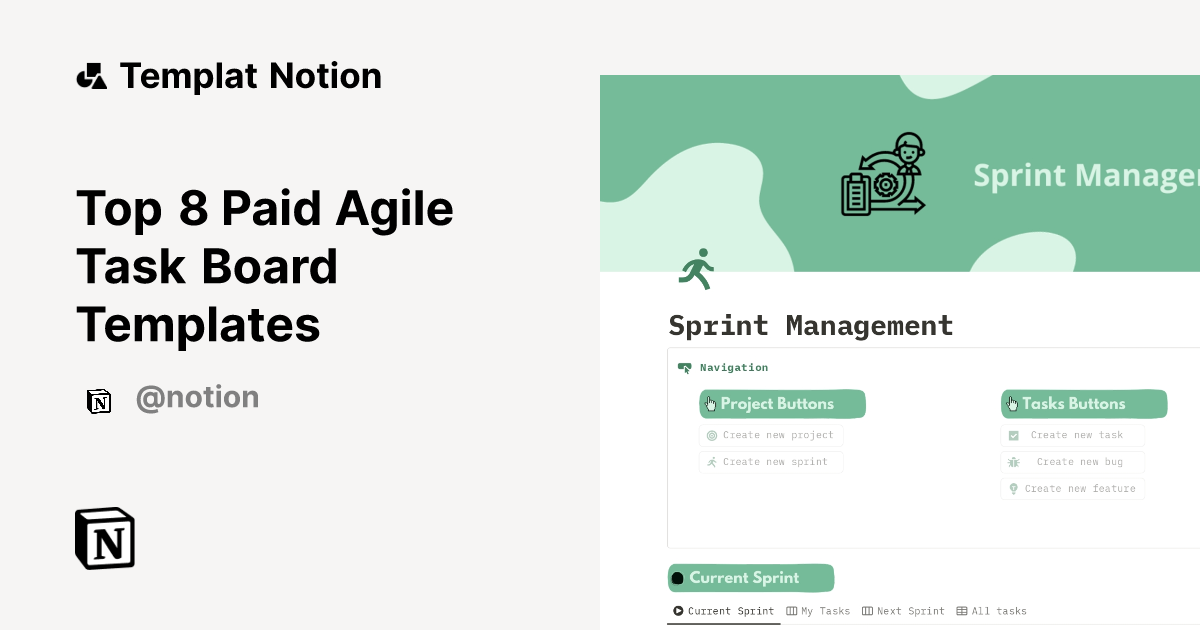 Top 8 Paid Agile Task Board Templates | Notion Marketplace Templat