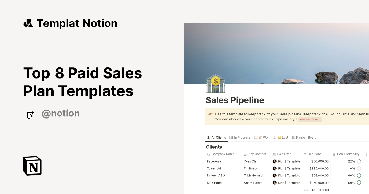 Top 8 Paid Sales Plan Templates | Notion Marketplace Templat
