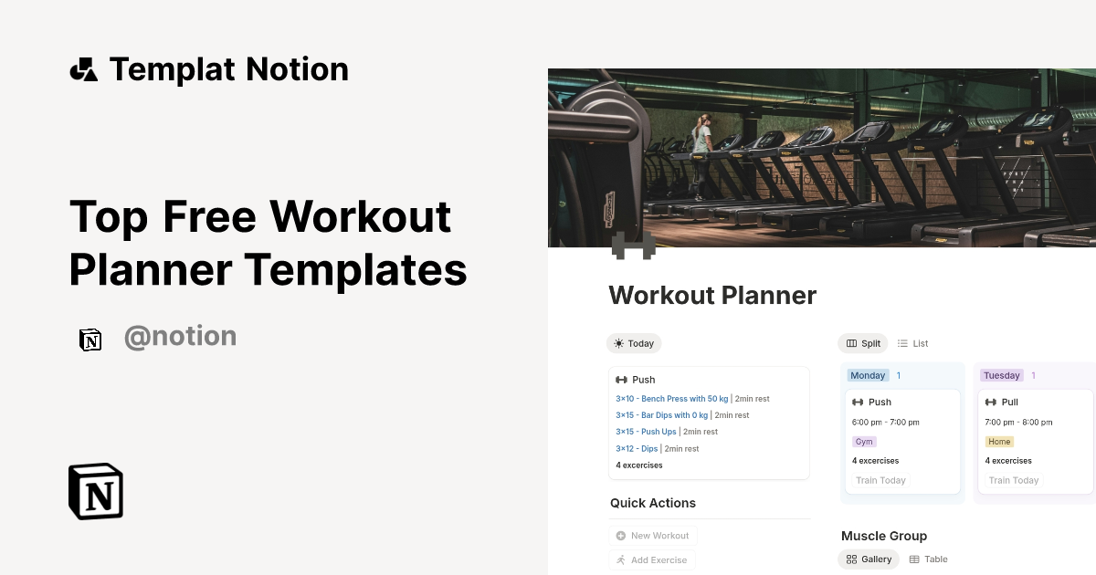 Top Free Workout Planner Templates | Notion Marketplace Templat