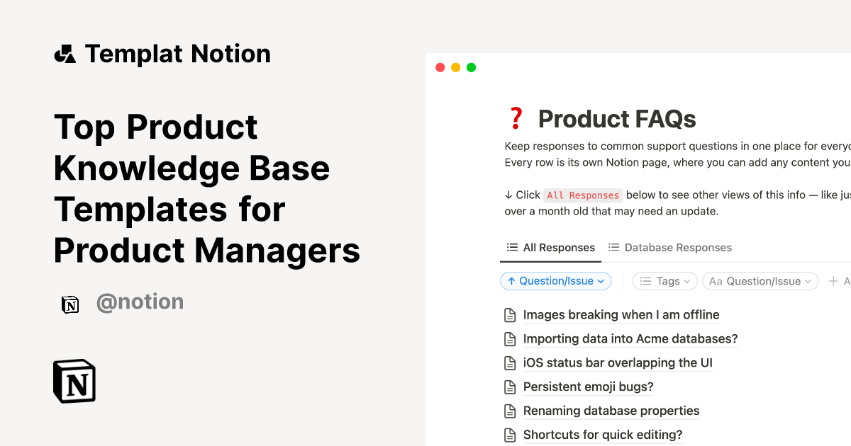 Top Product Knowledge Base Templates for Product Managers | Notion ...