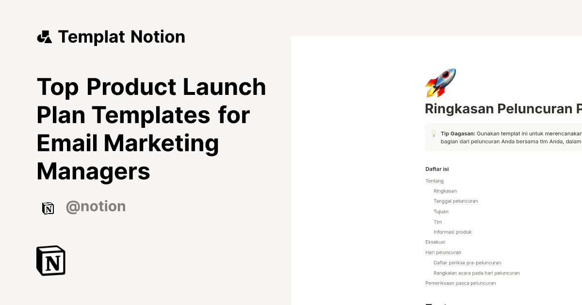 Top Product Launch Plan Templates for Email Marketing Managers | Notion ...