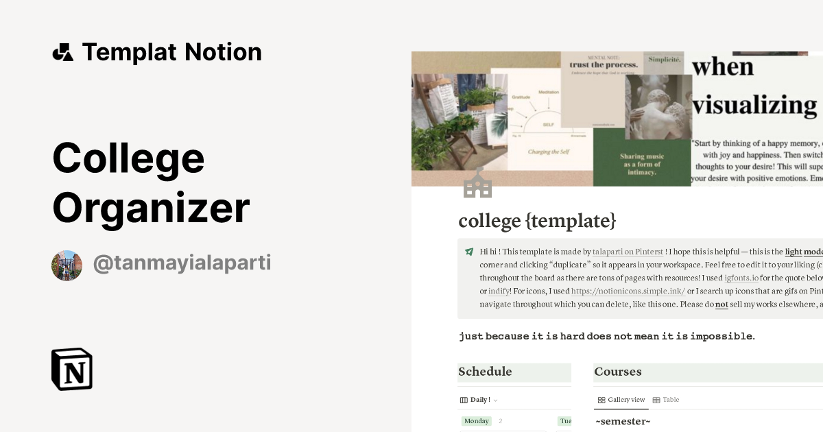 Templat College Organizer | Notion Marketplace