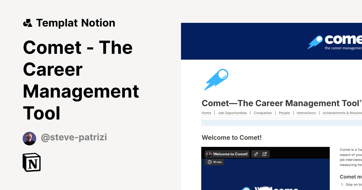Templat Comet - The Career Management Tool | Notion Marketplace