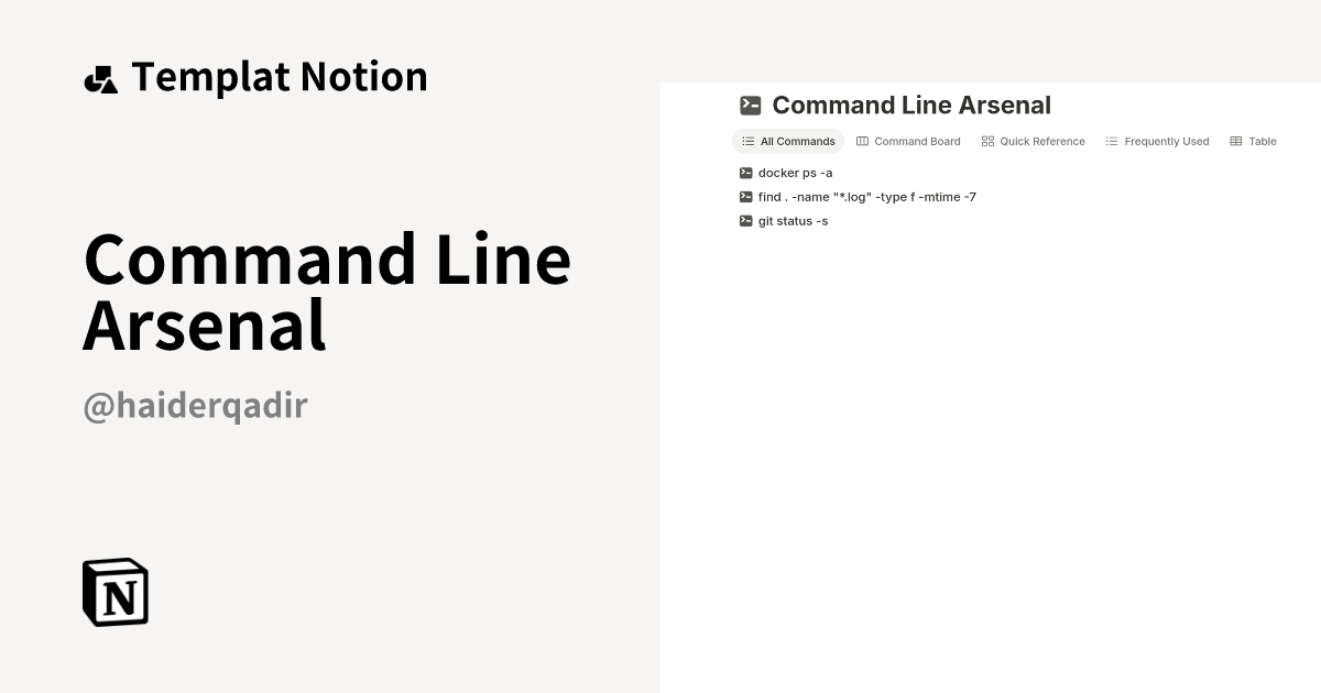 Templat Command Line Arsenal | Notion Marketplace
