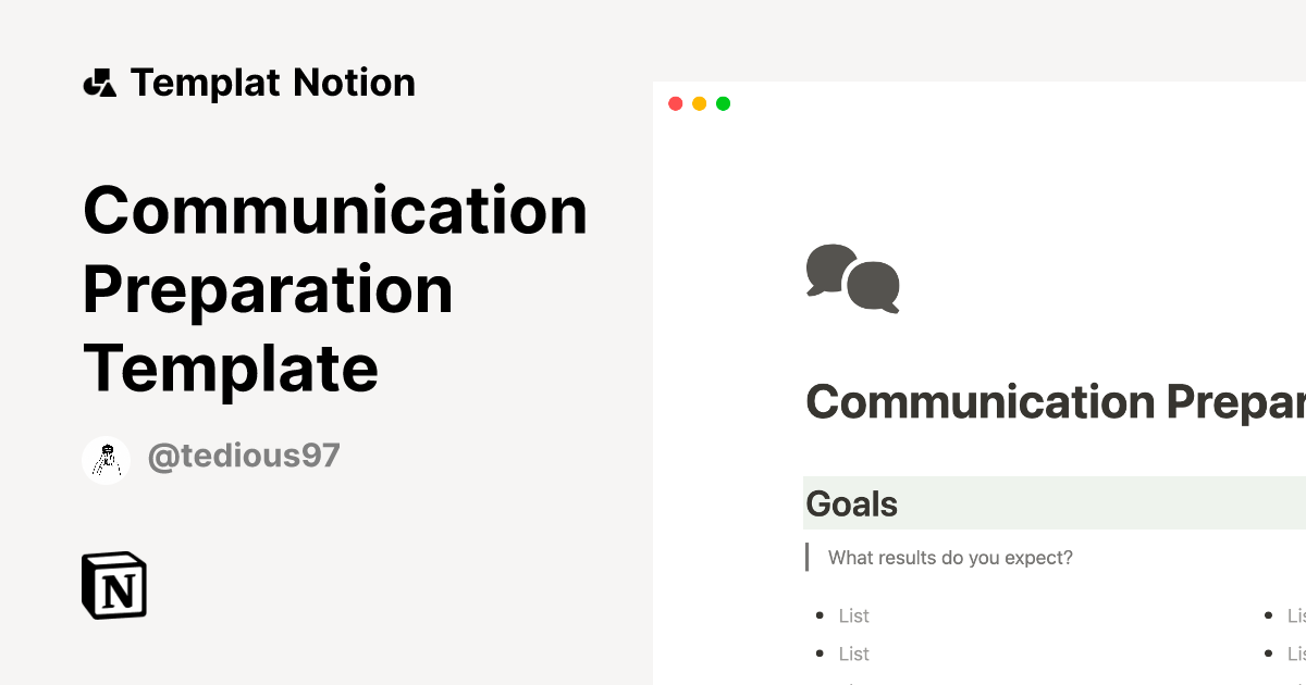 Communication Preparation Template Templat oleh Louisa Young | Notion ...