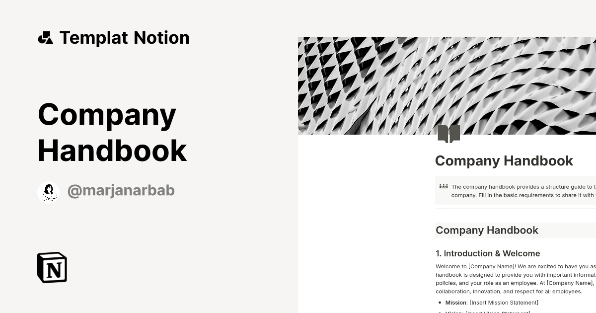Company Handbook Templat oleh Marjan Arbab | Notion Marketplace