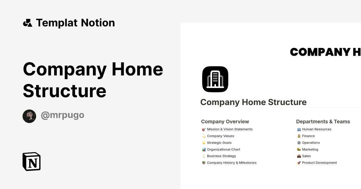 Templat Company Home Structure | Notion Marketplace