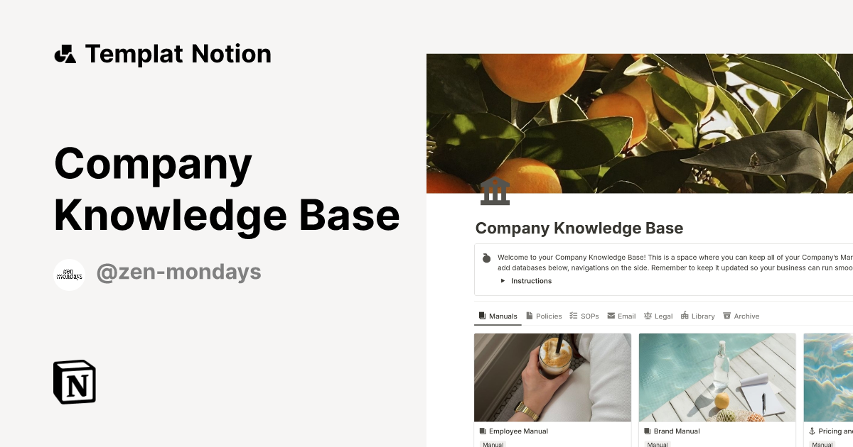 Templat Company Knowledge Base | Notion Marketplace